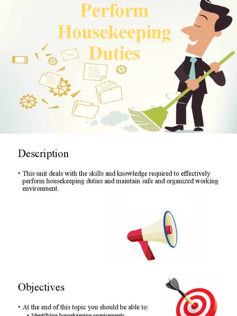 Housekeeping Duties and Responsibilities | PDF | Housekeeping ...