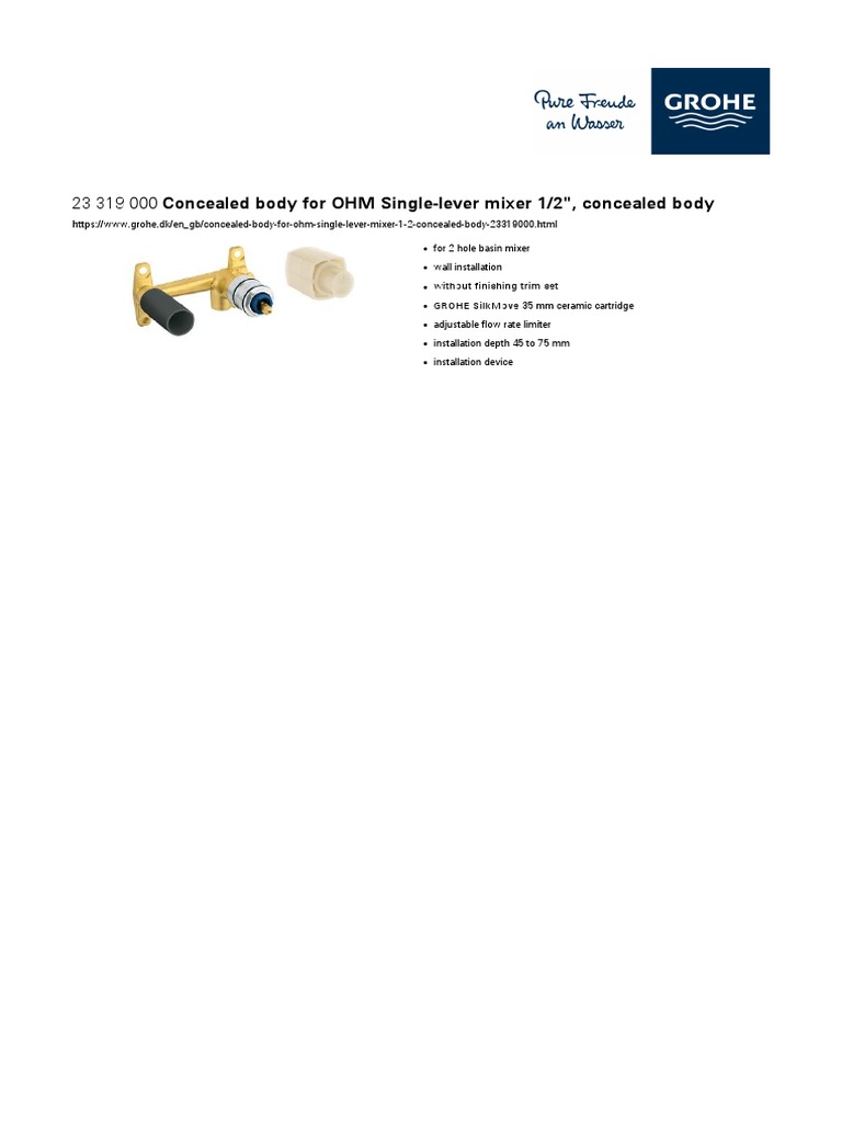 GROHE Specification Sheet 23319000 | PDF