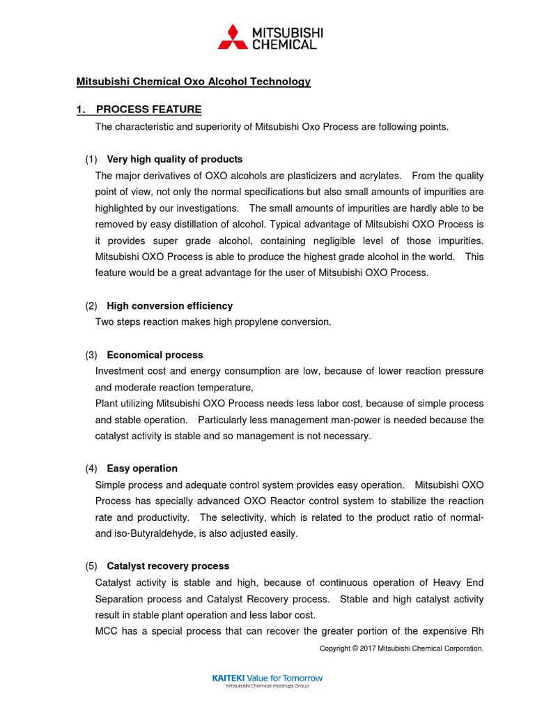 Introduction MCC Oxo Process | PDF | Catalysis | Chemical Processes