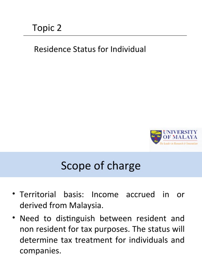 Topic 2 Resident Status For Individual | PDF | Tax Exemption | Taxes
