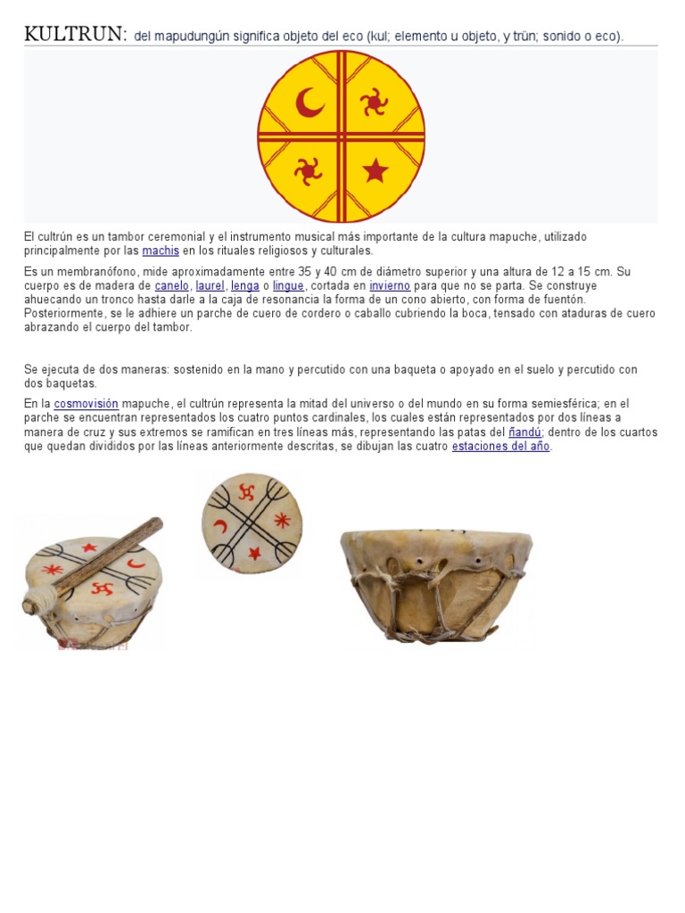 El cultrún, el tambor ceremonial más importante de la cultura mapuche | PDF