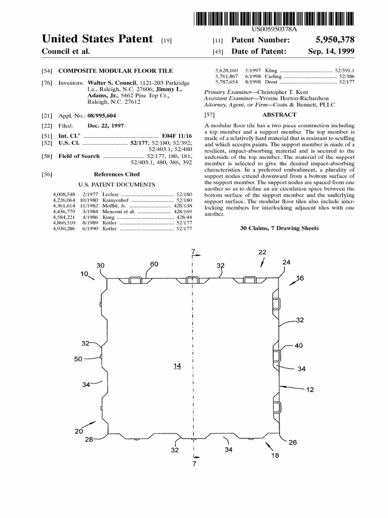 Composite Modular Floor Tile Patent | PDF | Tile | Patent Claim