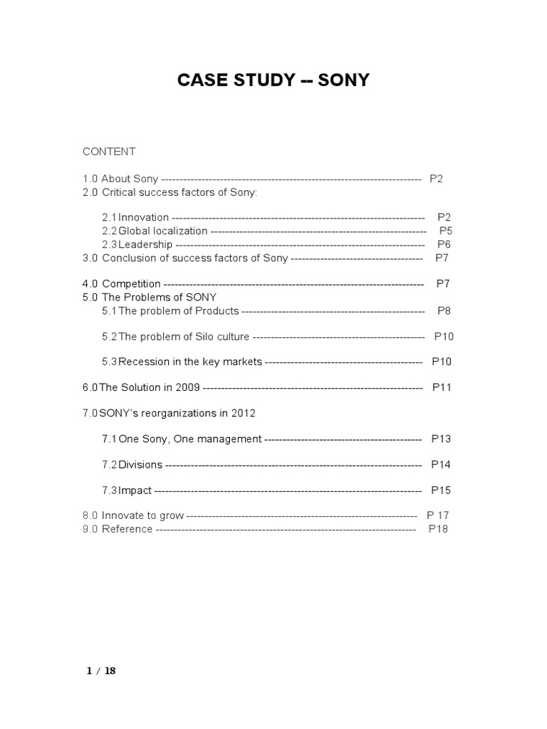 Sony Case Study 1.0 | PDF | Sony | Television