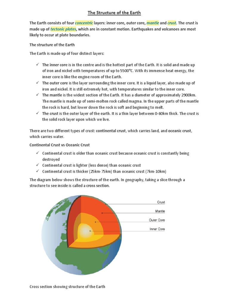 Structure and Layers of the Earth | PDF | Plate Tectonics | Structure ...