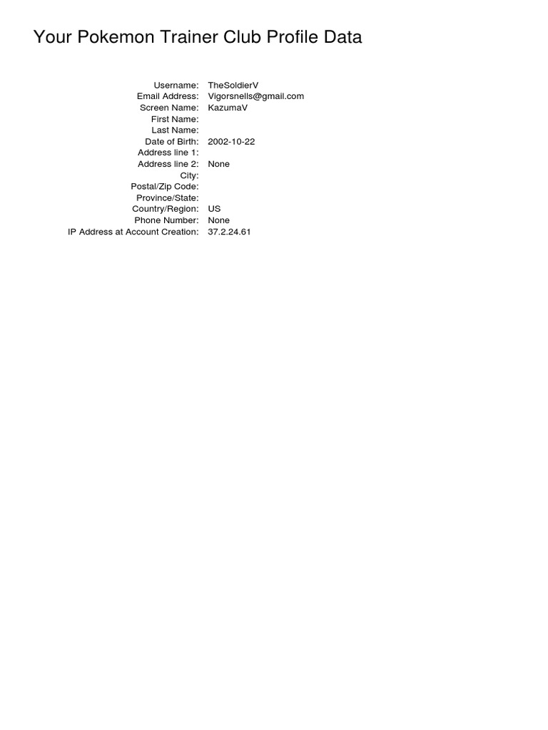 Pokemon Trainer Club Info PDF | PDF