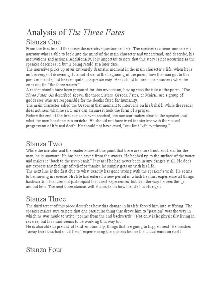 Analysis of The Three Fates | PDF | Narration | Poetry