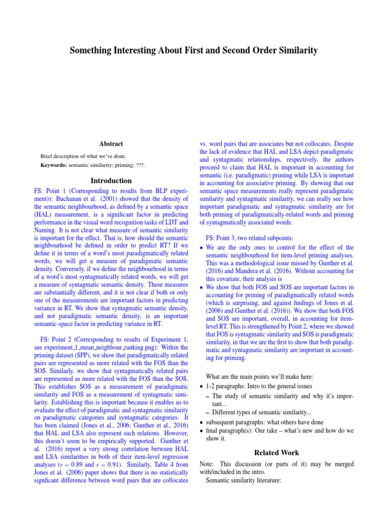 Something Interesting About First And Second Order Similarity Pdf Priming Psychology