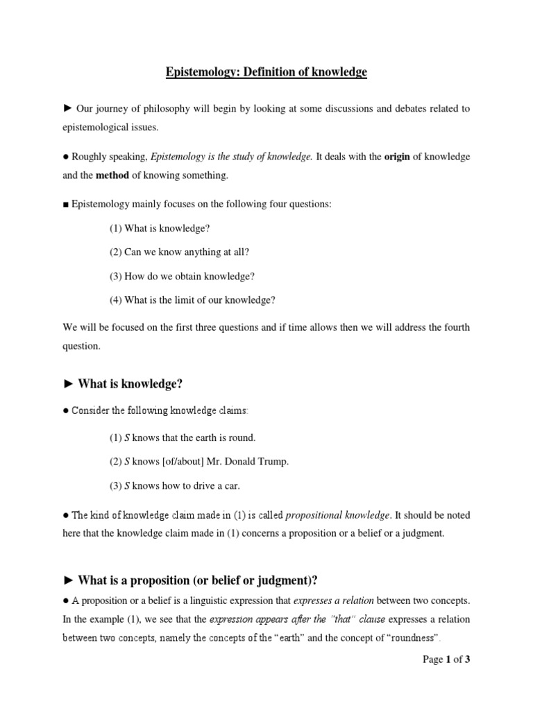 Lecture 3 and 4 - Definition of Knowledge | PDF | Proposition ...