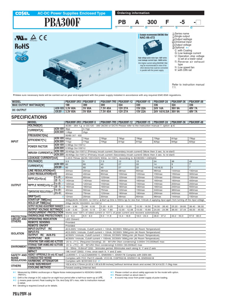 Sfe Pba300-1500 PDF | PDF | Power Supply | Rectifier