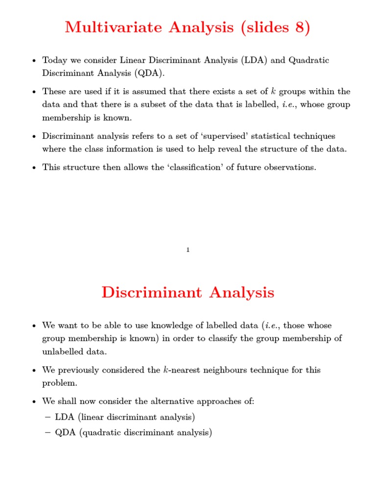 Multivariate Analysis (Slides 8) | PDF | Probability Theory ...
