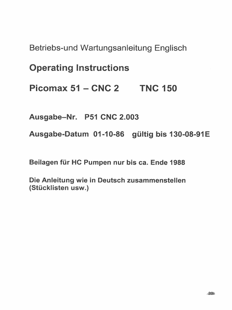 Fehlmann P51-CNC2 Operators Manual | PDF