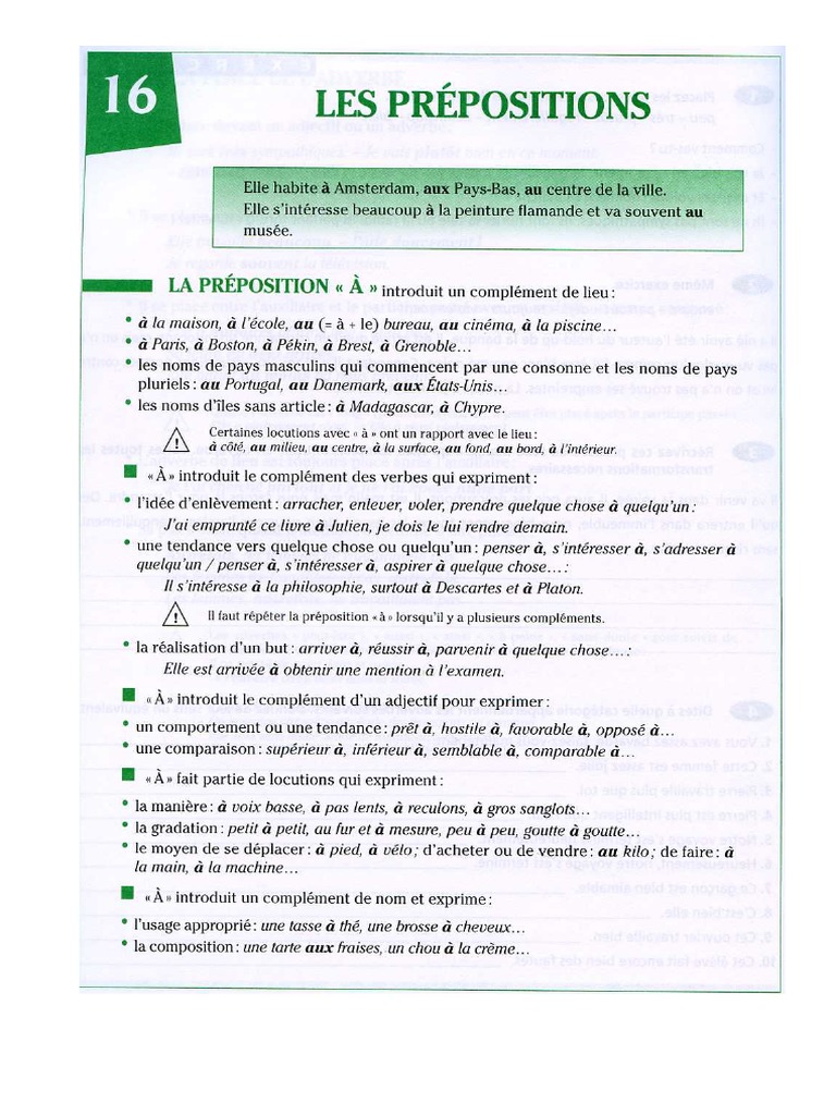 Les Prépositions | PDF
