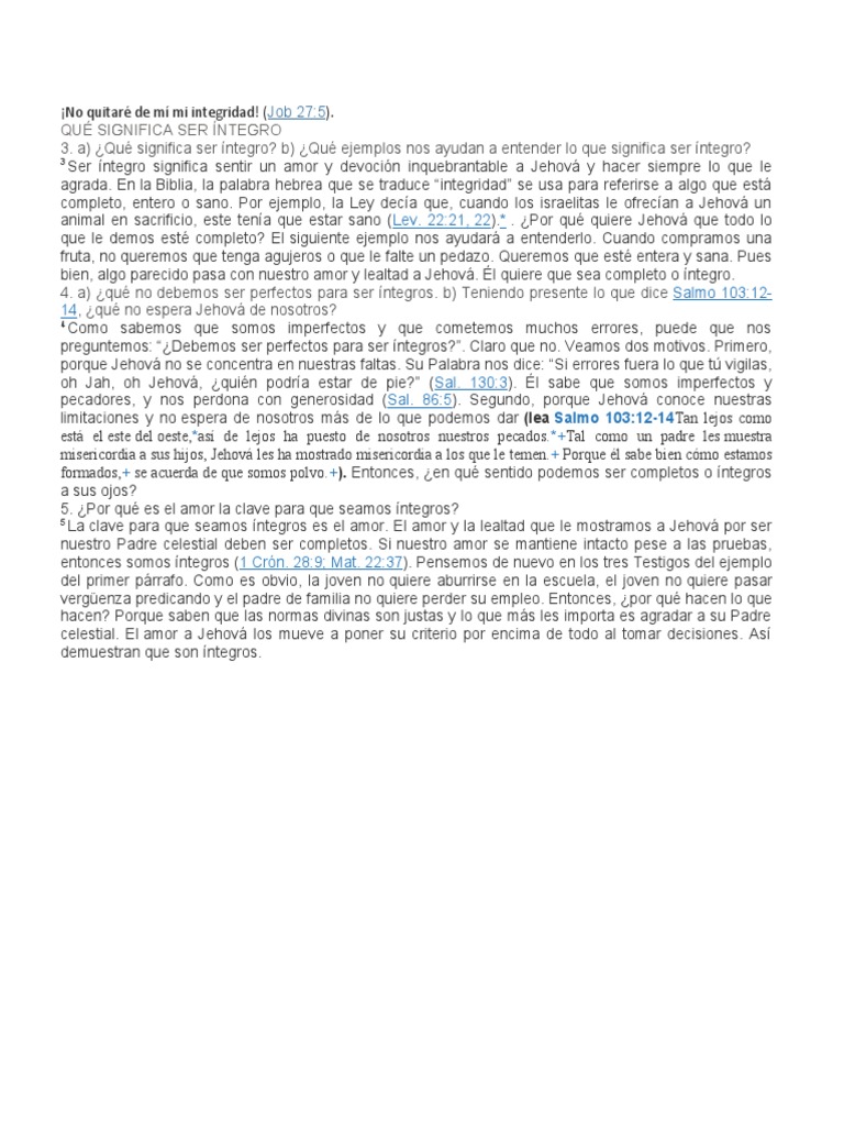 Que Significa Ser Integros | PDF | Jehová | Amor