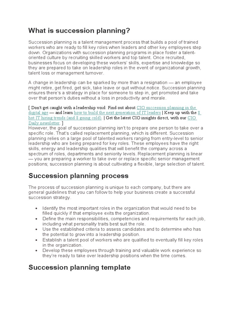 Effective Succession Planning Guide | PDF | Succession Planning ...