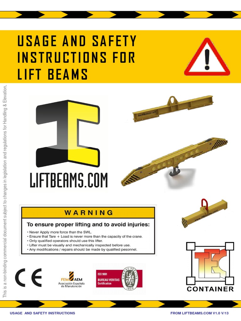 Usage and Safety Instructions For Lift Beams | PDF | Cargo