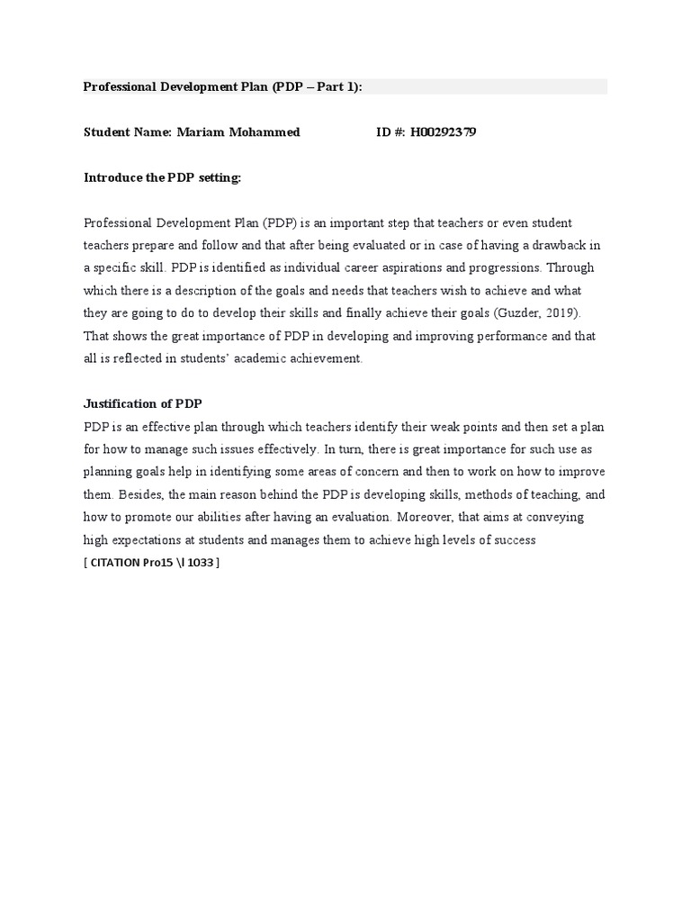 Professional Development Plan (PDP - Part 1) | PDF | Motivation ...