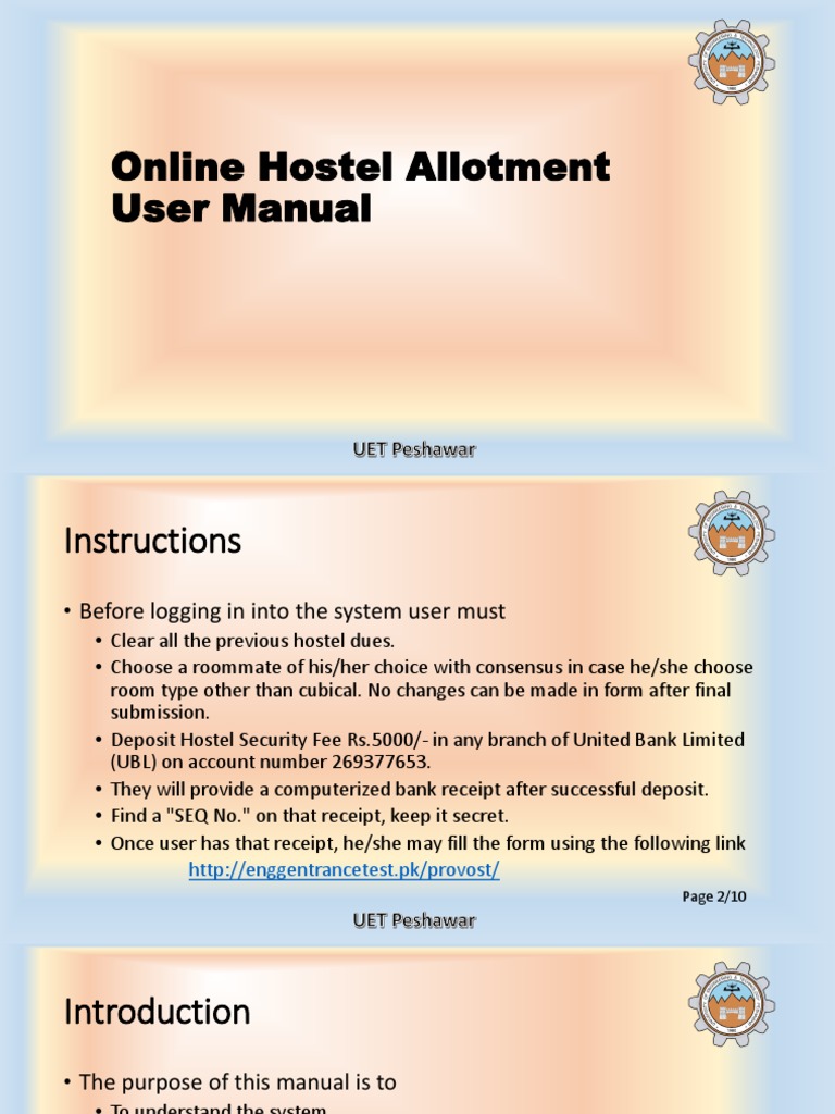 UET Peshawar Hostel Allotment Guide | PDF | Computing | Information ...