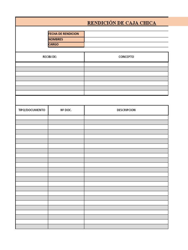 Formato de Rendicion de Caja Chica | PDF