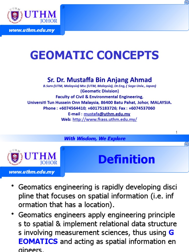 Week 1 - Geomatics Concept | PDF | Surveying | Geomatics