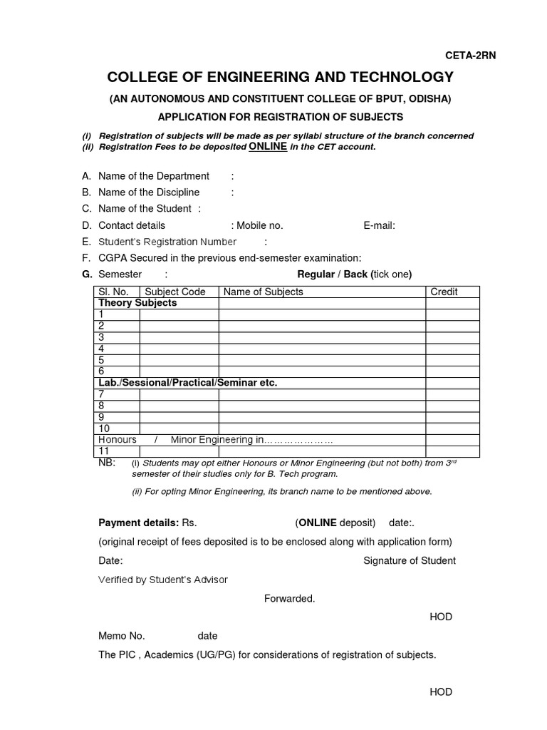 Registration Form - CET PDF | PDF