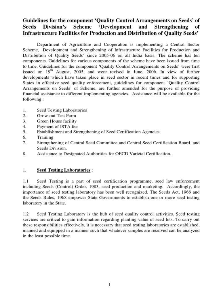 Seed Quality Control | PDF | Cultivar | Greenhouse