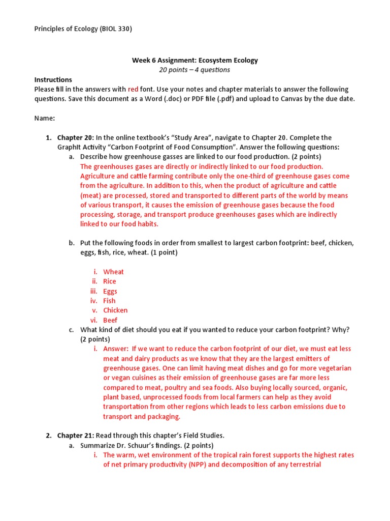 Ecology Assignment Guide | PDF | Decomposition | Soil