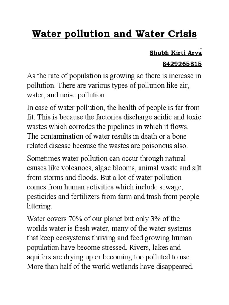 Water Pollution and Its Impact on Kids | PDF
