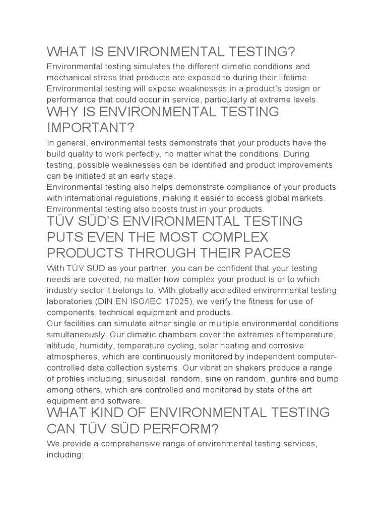 What Is Environmental Testing? | PDF | Humidity | Reliability Engineering