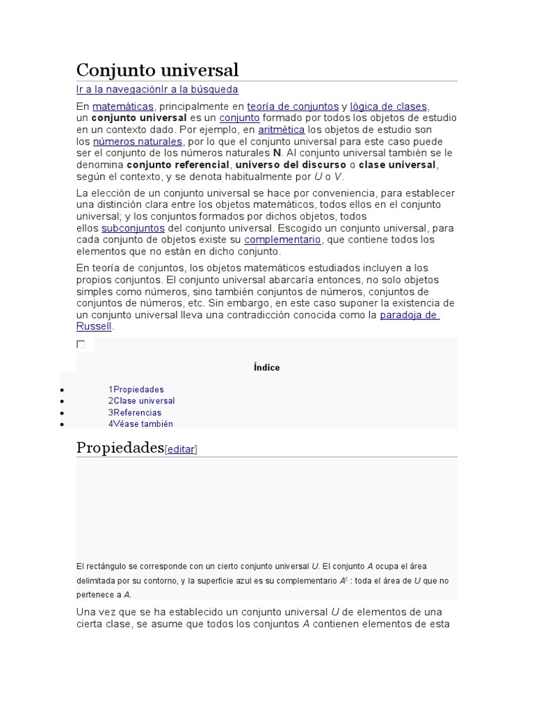 Conjunto Universal | PDF | Conjunto (Matemáticas) | Razonamiento