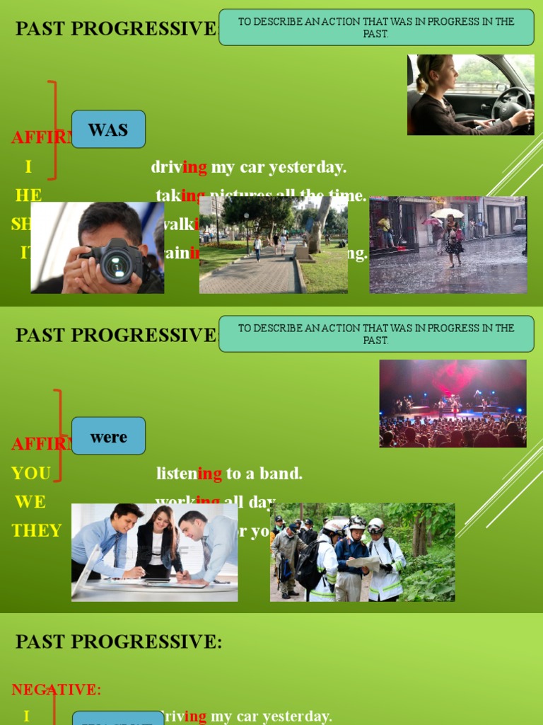 Past Progressive:: Driv My Car Yesterday. Tak Pictures All The Time ...