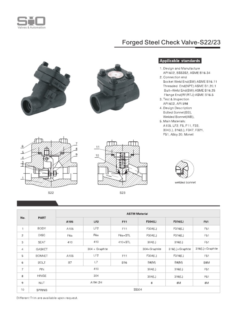 Forged Steel Check Valve-S22/23: Valves & Automation | PDF