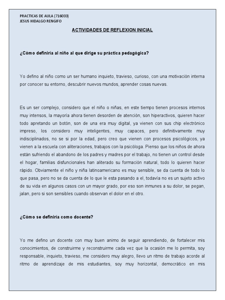 Actividades de Reflexion Inicial | PDF | Ciencia cognitiva ... Actividades de Reflexion Inicial | PDF | Ciencia cognitiva ...