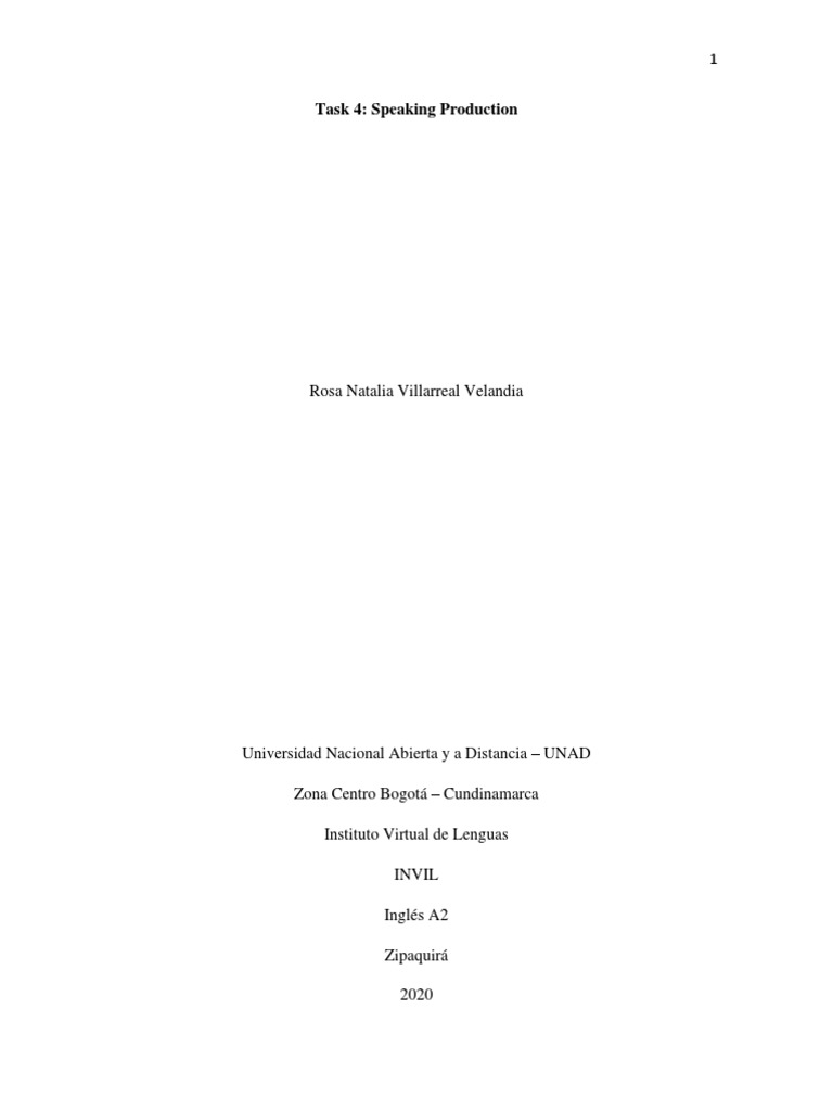 Task 4 - Speaking Production | PDF