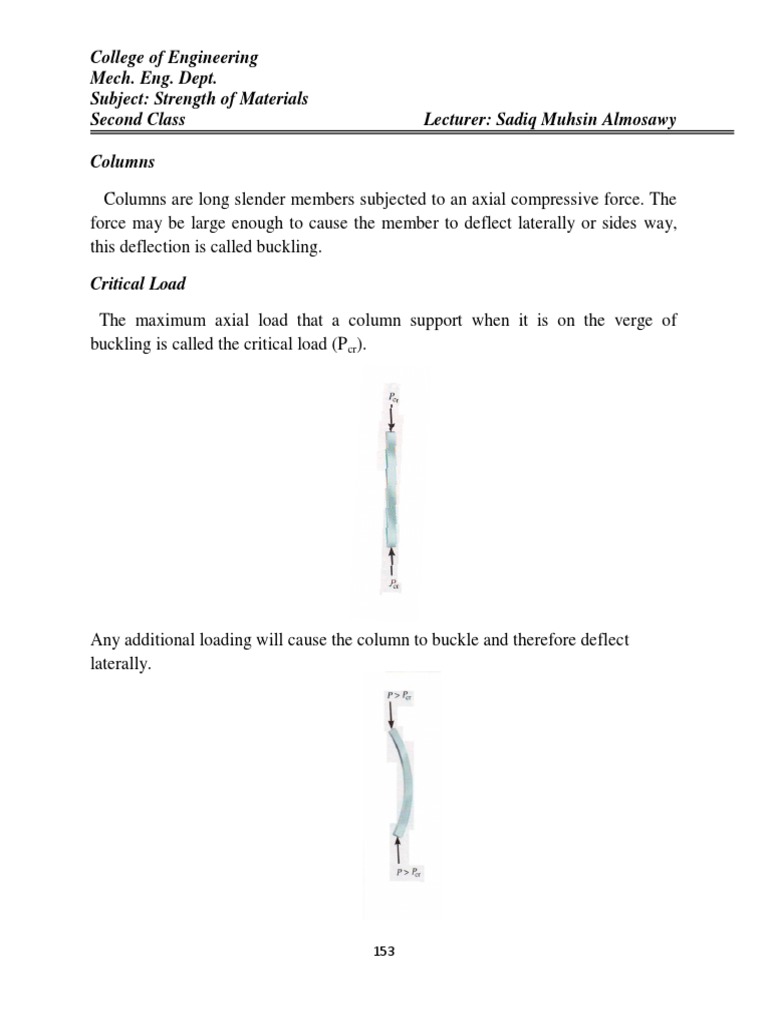 Buckling of Columns PDF | PDF | Buckling | Column