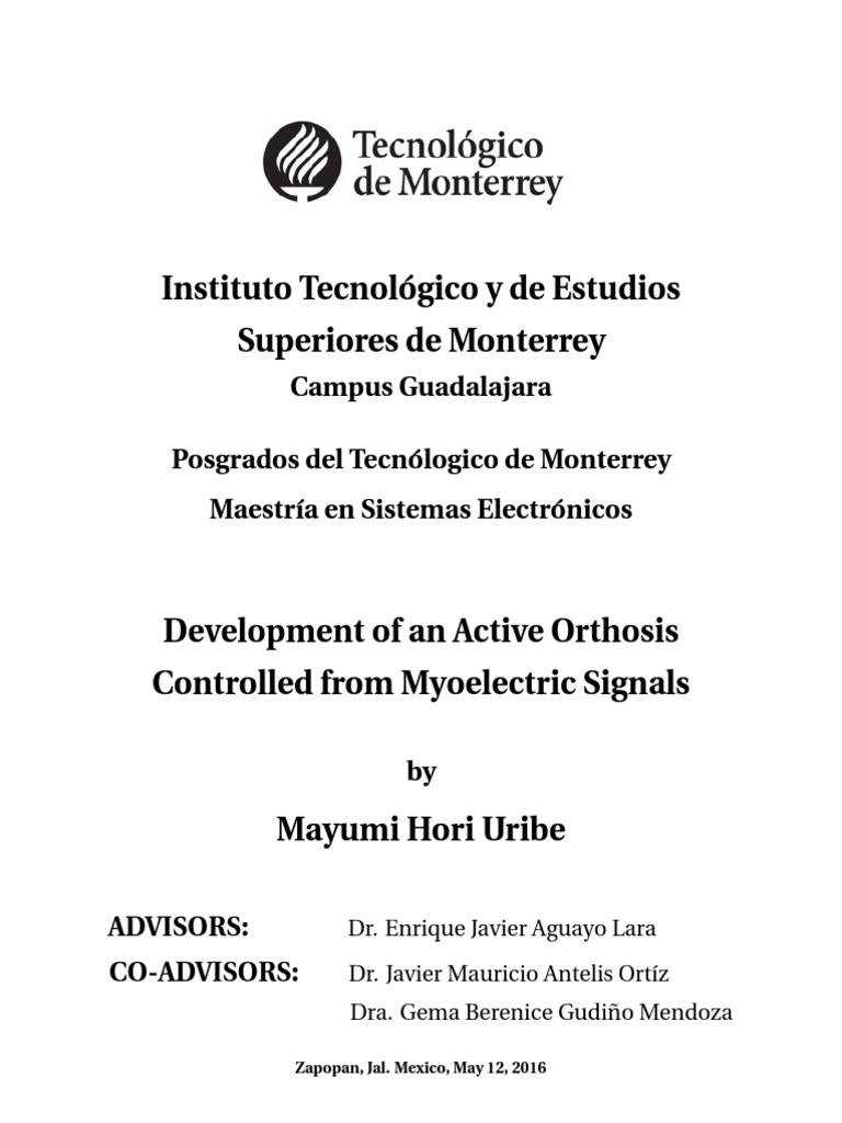 Development of An Active Orthosis Controlled From Myoelectric Signals ...