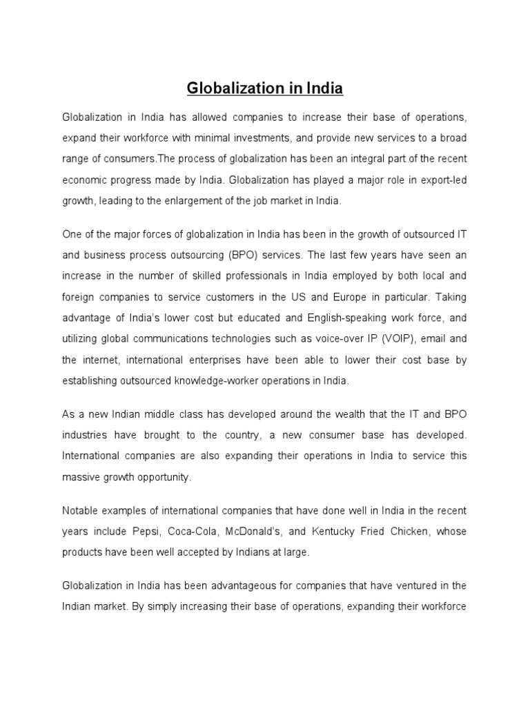 Globalization in India | PDF | Foreign Direct Investment | Economies