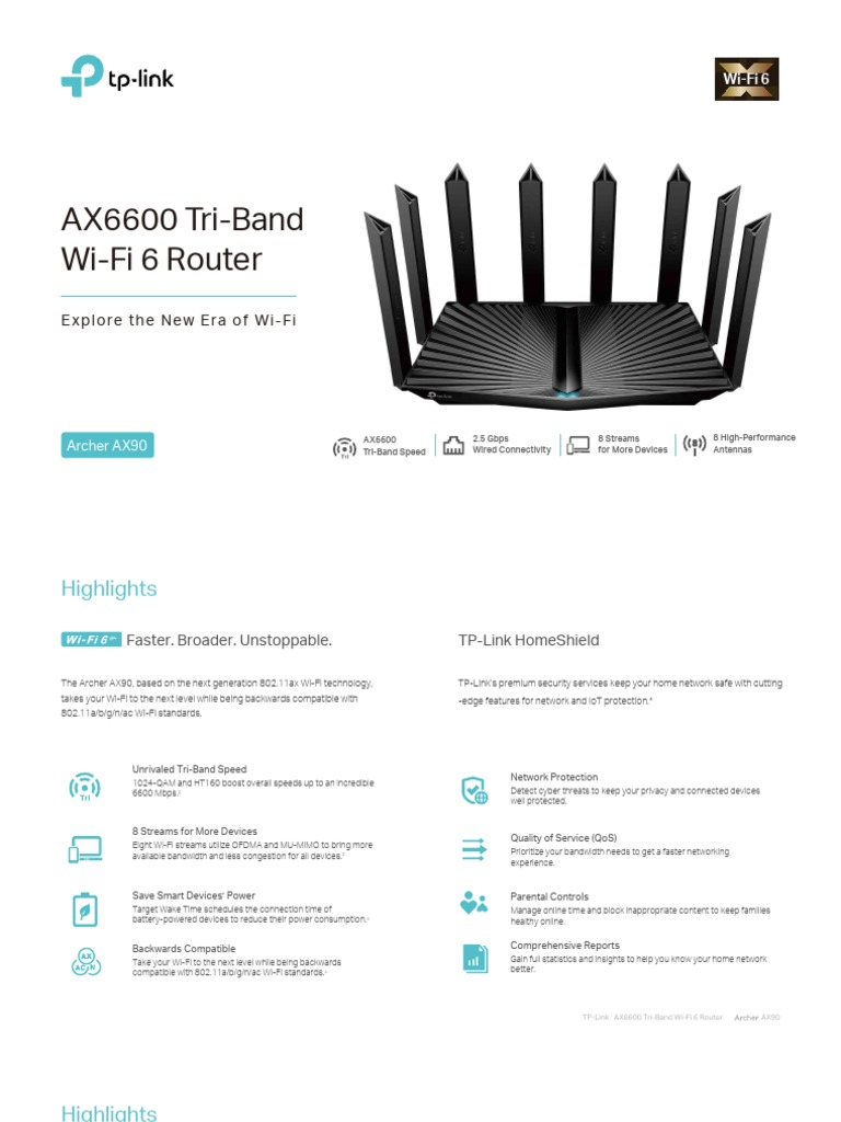 Archer AX90 (EU&US) 1.20 - Datasheet | PDF | Wi Fi | Ieee 802.11