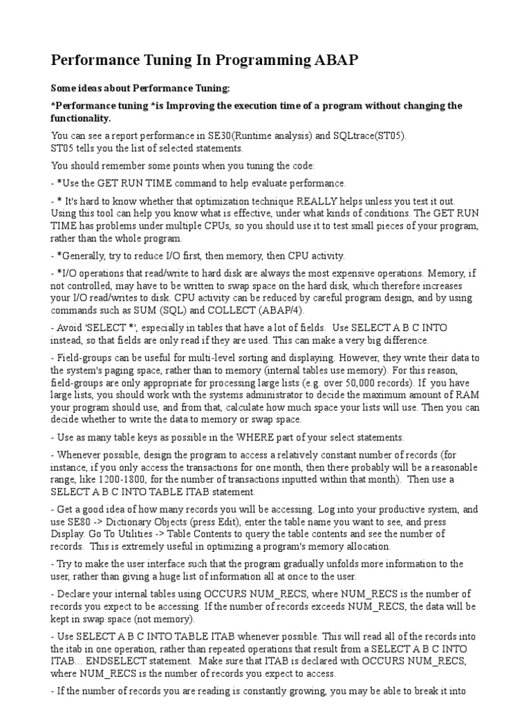 Performance Tuningand SGL Trace | PDF | Databases | Computer Program