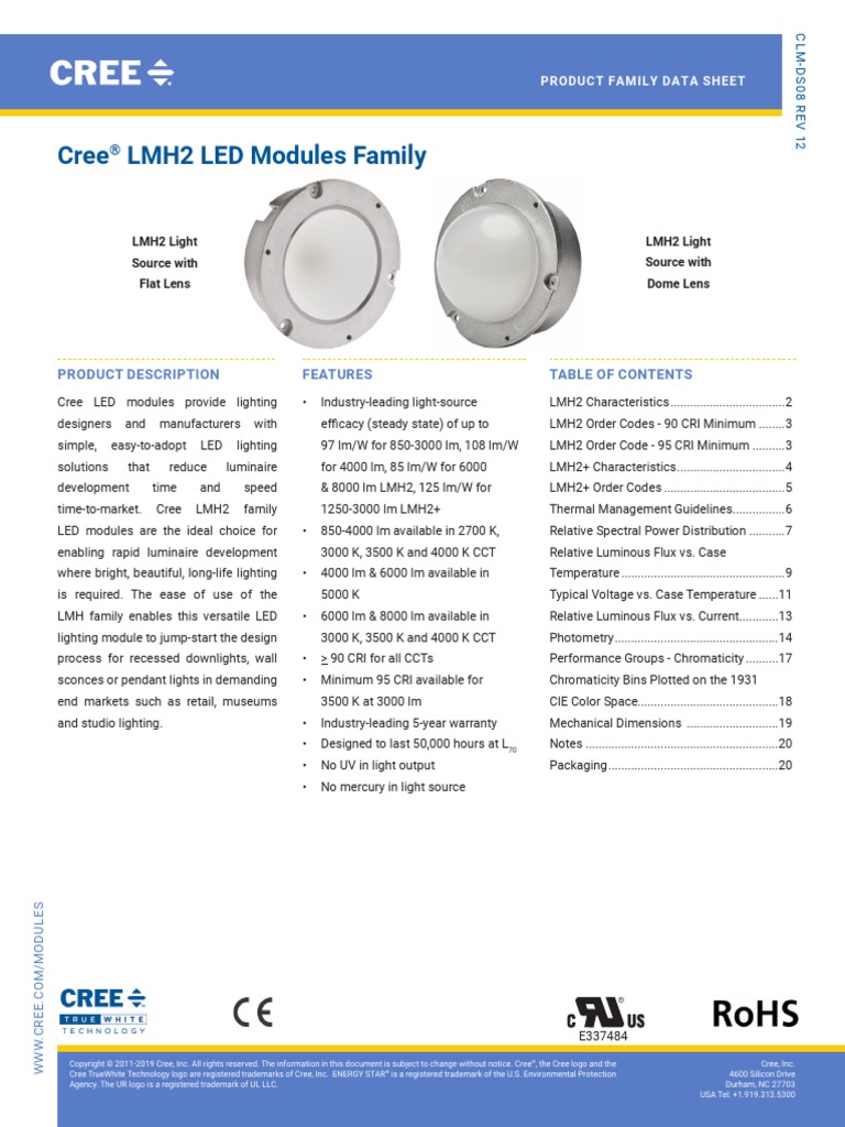 Cree LMH2 LED Modules Family: LMH2 Light Source With Flat Lens LMH2 ...