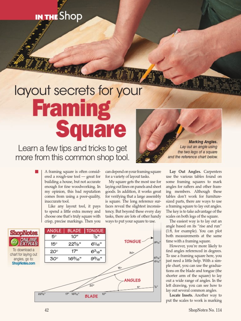 Framing Square Tips and Techniques | PDF | Crafts | Equipment