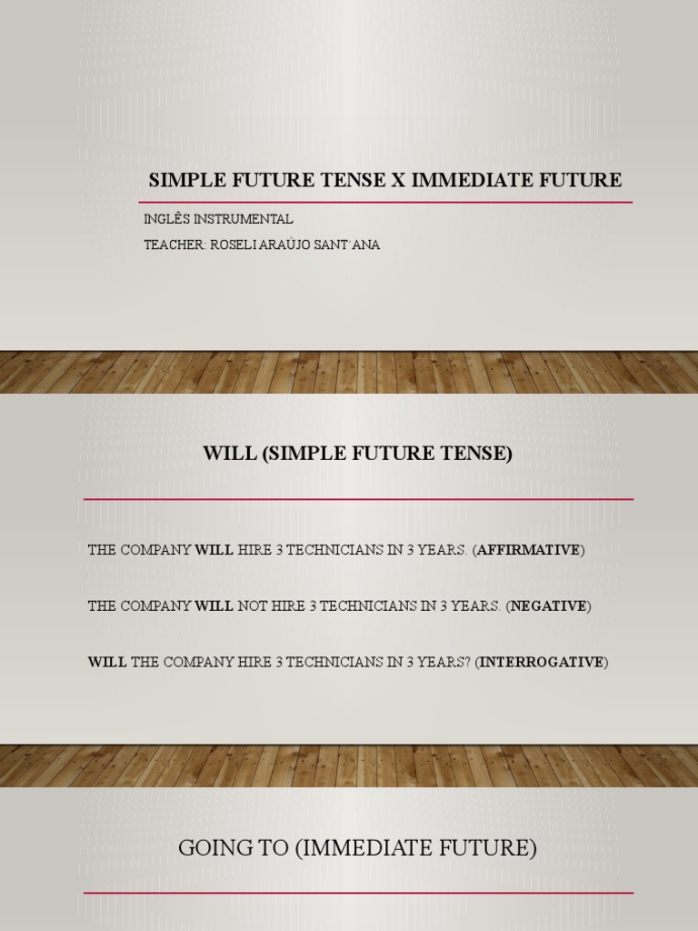 Simple Future Tense X Immediate Future | PDF