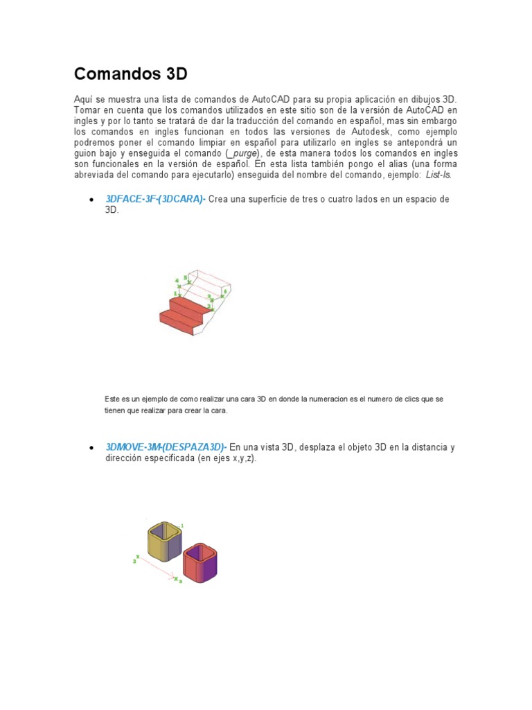 Comandos 3D | PDF | Rotación | Dibujo