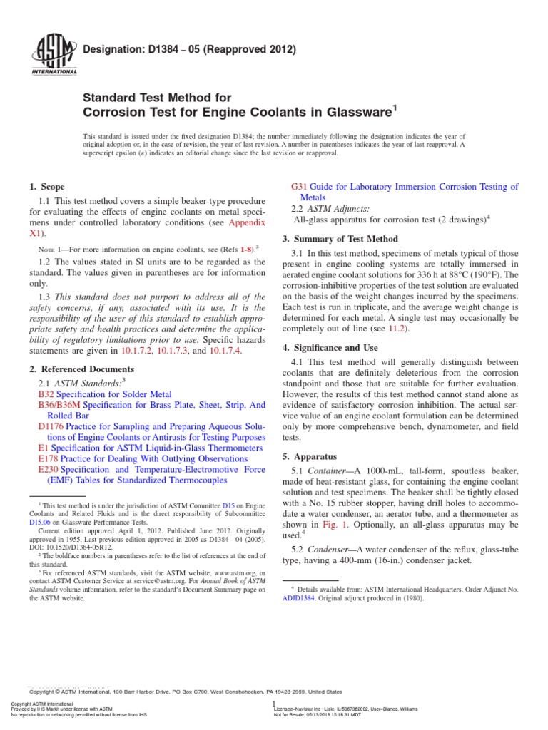 Astm D1384-05 | PDF | Solder | Nitric Acid