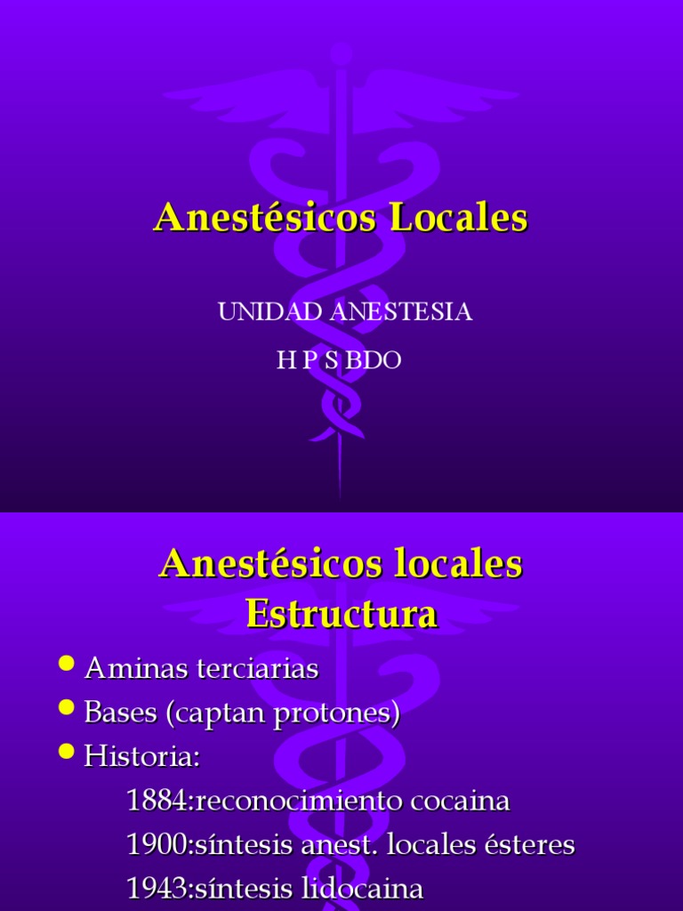 Clasificación De Anestésicos Locales Pdf Farmacocinética
