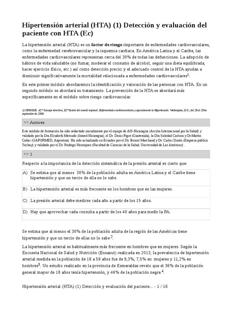 Deteccion de HTA | PDF | Enfermedades cardiovasculares | Hipertensión
