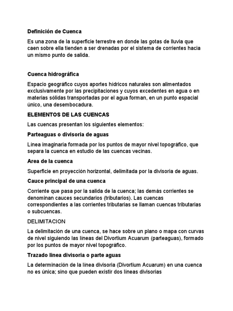 Definición de Cuenca | PDF | Cuenca de drenaje | Geografía