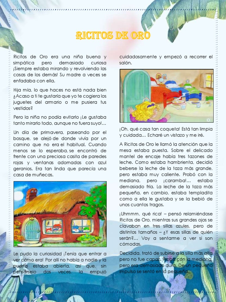 Cuento - Ricitos de Oro | PDF | Ricitos de oro y los tres osos