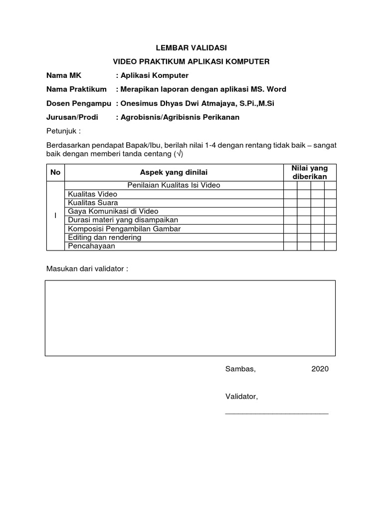 Lembar Validasi | PDF