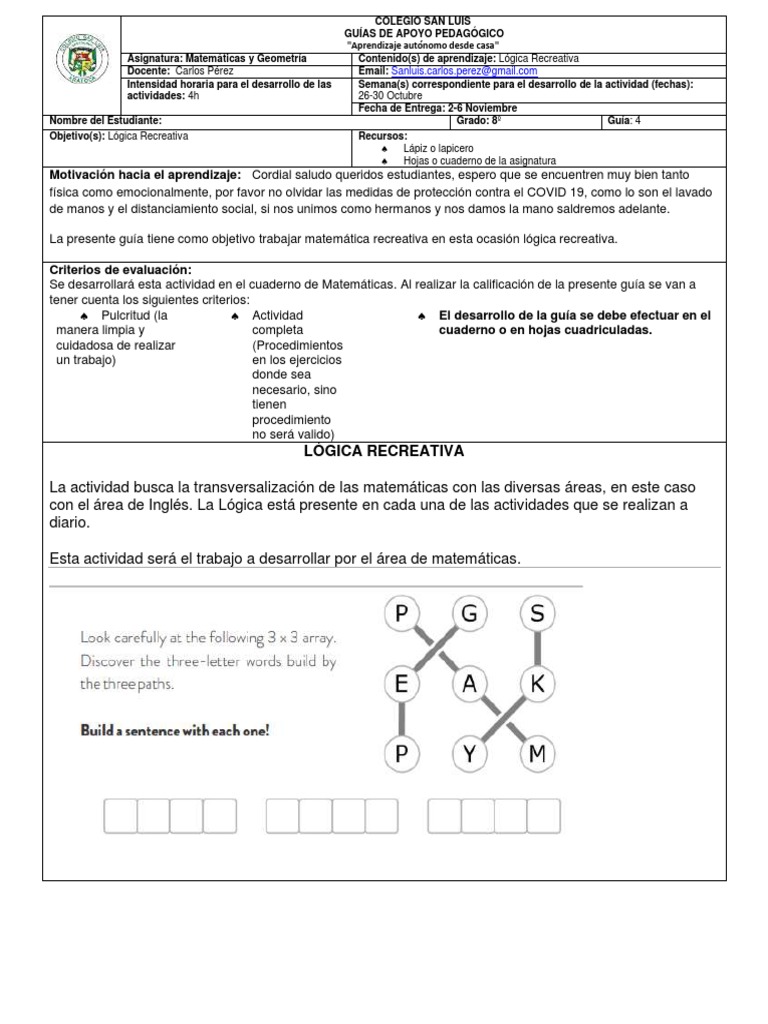 Guia 4 Periodo 4 Matemáticas | PDF | Aprendizaje | Enseñanza de matemática