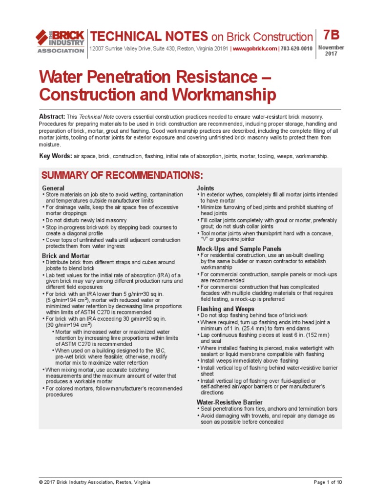 Tech Note 7B (Nov 2017) | PDF | Masonry | Brick